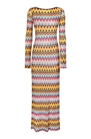 Missoni Long Dress In Lamé Viscose Lace With Open Back - Multicoloured