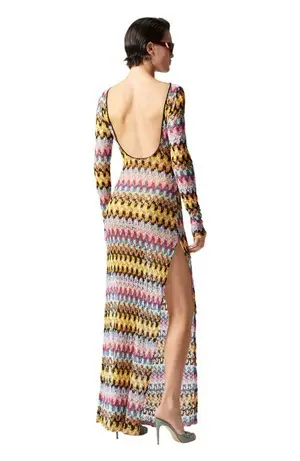 Missoni Long Dress In Lamé Viscose Lace With Open Back - Multicoloured