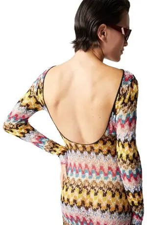Missoni Long Dress In Lamé Viscose Lace With Open Back - Multicoloured