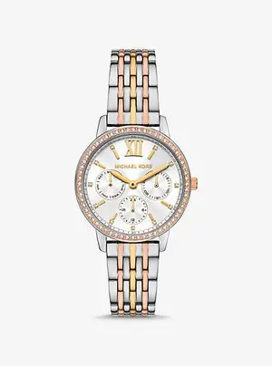 Michael Kors Melissa Pavé Tri-tone Watch
