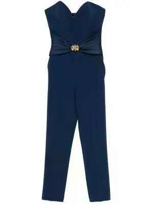 Elisabetta Franchi Bow-detail Crepe Jumpsuit - Blue