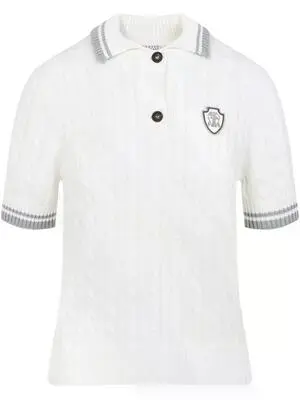 Brunello Cucinelli Cable-knit Polo Top - White