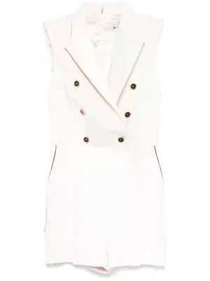 Elisabetta Franchi Double-breasted Crepe Playsuit - Neutrals