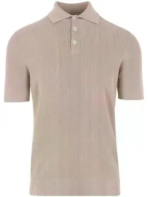 Brunello Cucinelli Ribbed-knit Polo Shirt - Neutrals