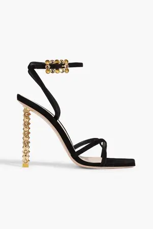 GIANVITO ROSSI Wonder Embellished Suede Sandals - Black