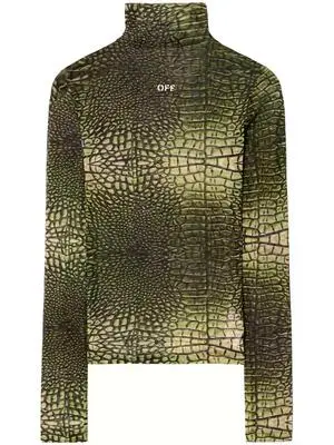Off-White Logo-print Crocodile-effect T-shirt