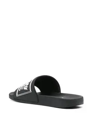Versace Logo-embossed Slides - Black