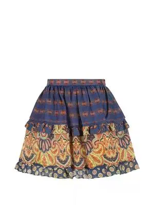 VALENTINO Mini Medaglioni Voyage Imaginaire Linen Skirt