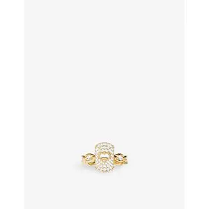APM MONACO Heart Pavé Chain Ring - Gold Alloy