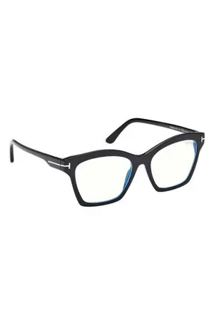 TOM FORD 53mm Square Frame Eyeglasses - Black Eco / T Logo