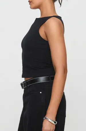 Princess Polly Bleeker Boat Neck Crop Tank - Black