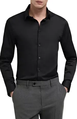 Mango Slim Fit Stretch Poplin Button-up Shirt