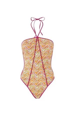 Missoni Reversible One-piece Swimsuit With Print And Contrasting Piping