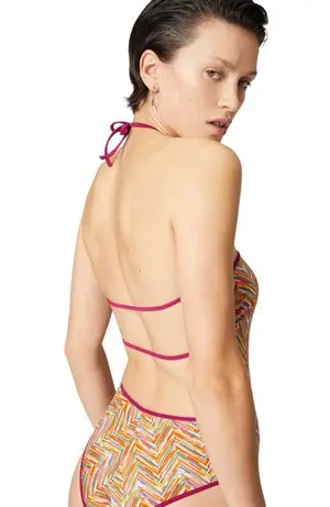 Missoni Reversible One-piece Swimsuit With Print And Contrasting Piping