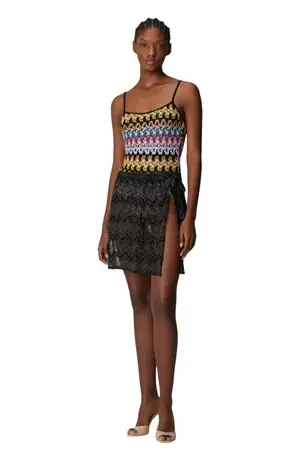 Missoni Zig Zag Lamé Viscose Miniskirt - Black & Lamé