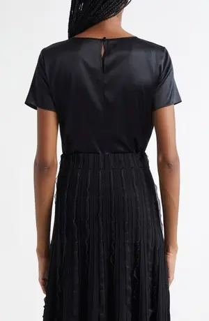 Emporio Armani Satin Stretch Silk T-shirt - Black