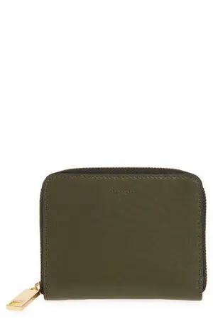 ALLSAINTS Lena Hex Leather Zip Wallet - Military Green