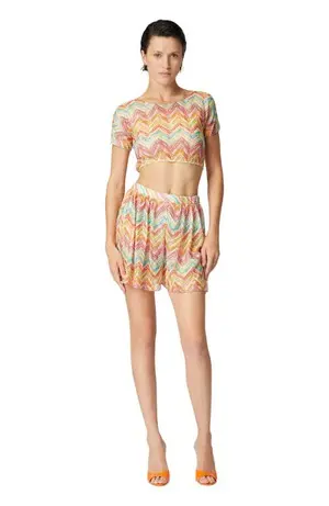 Missoni Printed Tulle Crop Top - Multicoloured