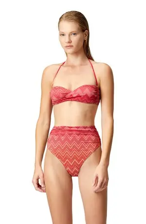 Missoni Zig Zag Lamé Stretch Nylon Bikini - Red