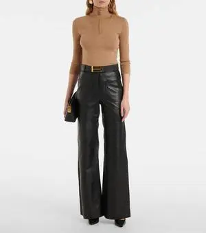Victoria Beckham Alina High-rise Leather Bootcut Pants