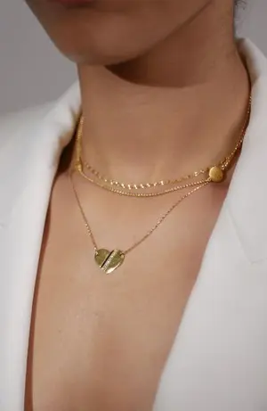 GWEN BELOTI Heart Stripe Pendant Necklace