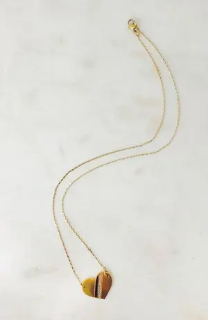 GWEN BELOTI Heart Stripe Pendant Necklace