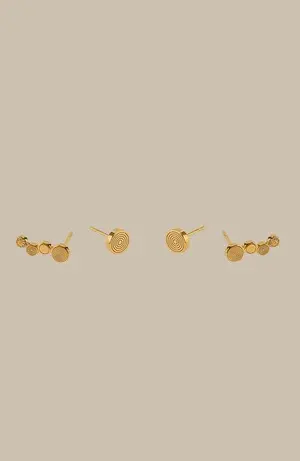 GWEN BELOTI Etched Round Disk Stud Earrings