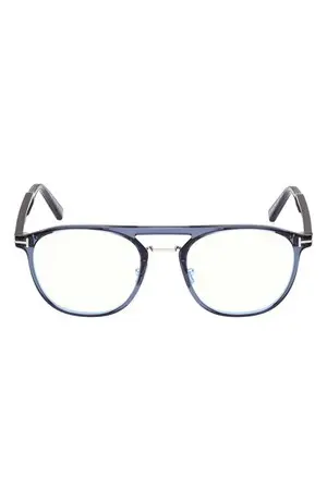 TOM FORD 52mm Pilot Blue Light Blocking Glasses - Blue/t Logo/blue Block