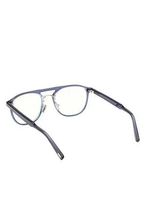 TOM FORD 52mm Pilot Blue Light Blocking Glasses - Blue/t Logo/blue Block