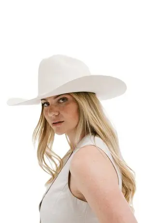 Gigi Pip Teddy Cattleman Hat - Off-white