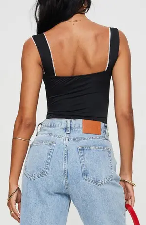Princess Polly Keating Contrast Lace Trim Bodysuit