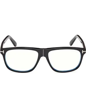 TOM FORD TOM FORD 56mm Blue Light Blocking Eyeglasses Black / T Logo / Blue Block