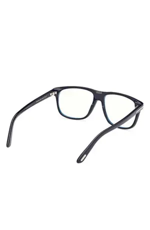 TOM FORD 56mm Blue Light Blocking Eyeglasses - Deep Blue / T Logo
