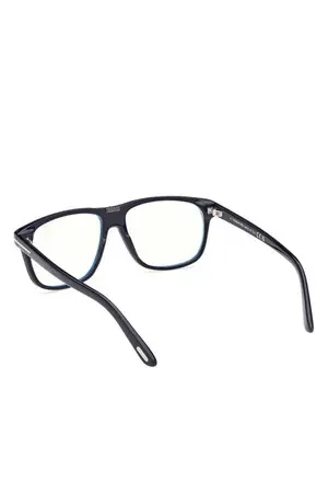 TOM FORD 56mm Blue Light Blocking Eyeglasses - Deep Blue / T Logo