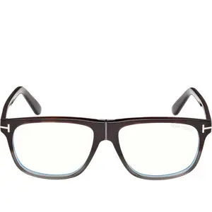 TOM FORD 56mm Blue Light Blocking Eyeglasses - Havana To Grey / T Logo