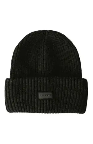 Gigi Pip Merino Wool Chunky Ribbed Beanie - Black