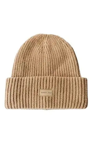 Gigi Pip Merino Wool Chunky Ribbed Beanie - Brown