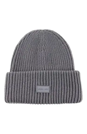 Gigi Pip Merino Wool Chunky Ribbed Beanie - Grey