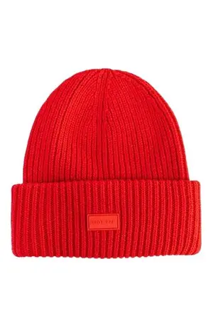Gigi Pip Merino Wool Chunky Ribbed Beanie - Ruby Red