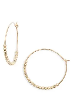 NASHELLE Classic Beaded Hoop Earrings - Gold Fill