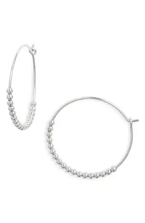 NASHELLE Classic Beaded Hoop Earrings - Sterling Silver