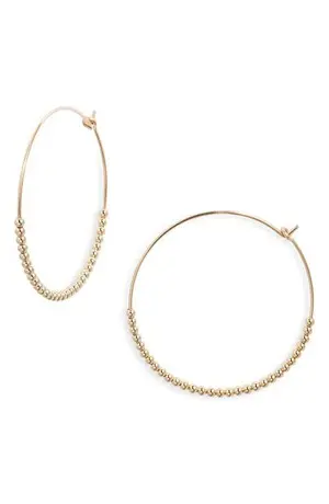 NASHELLE Classic Beaded Hoop Earrings - Gold Fill