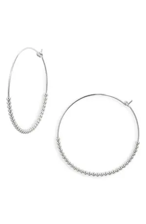 NASHELLE Classic Beaded Hoop Earrings - Sterling Silver