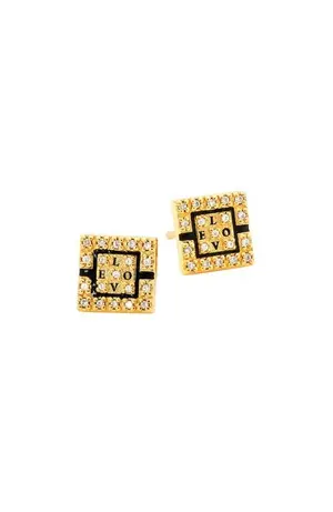 GWEN BELOTI Love Letter Stud Earrings - Gold