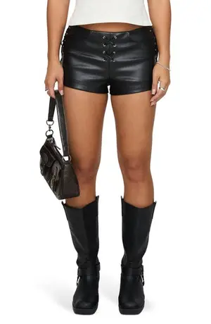Low Rise Leather Shorts For Women