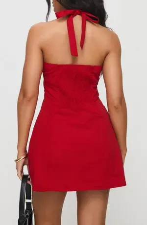 Princess Polly Mallorie Button-up Halter Mini Dress