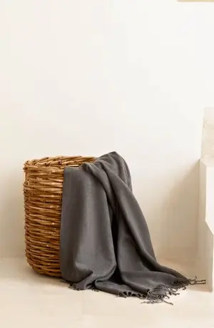 ETTITUDE Clean Lyocell Throw Blanket - Graphite