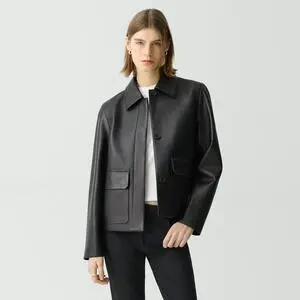 Theory Leather Patch Pocket Boxy Jacket