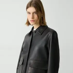Theory Leather Patch Pocket Boxy Jacket