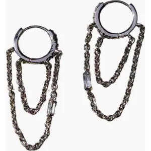 NICKEL & SUEDE Thea Chain Huggie Earrings - Silver